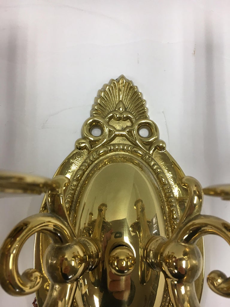 Pair of Federal Federalist Two- Light Brass Sconces at 1stDibs