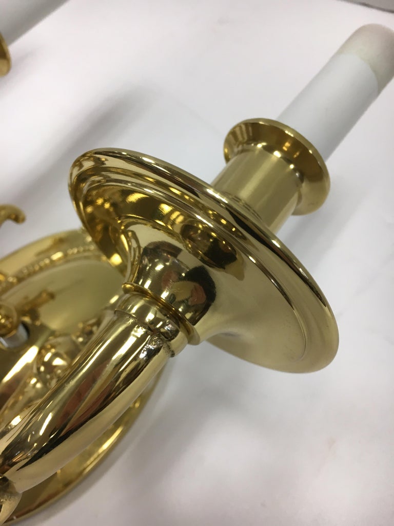 Pair of Federal Federalist Two- Light Brass Sconces at 1stDibs