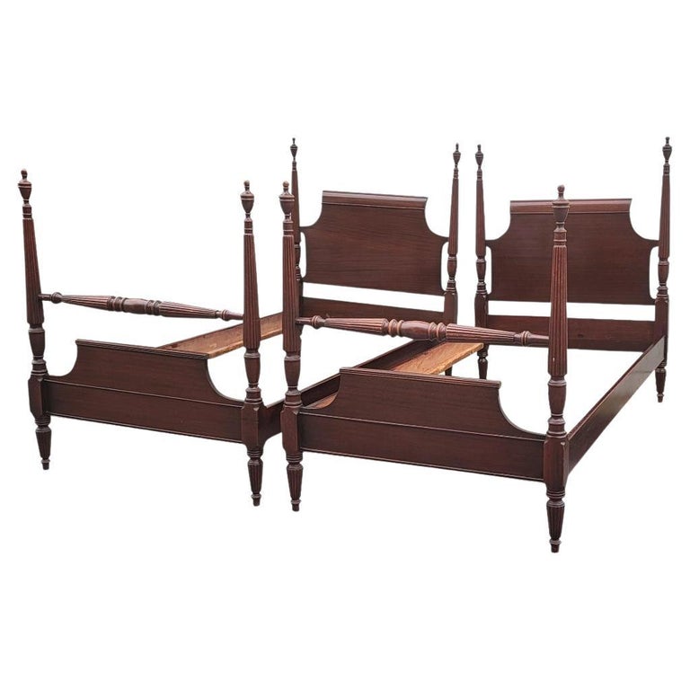 Pair of Federal Style Mahogany Semi-Poster Twin Size Bedsteads, Circa ...
