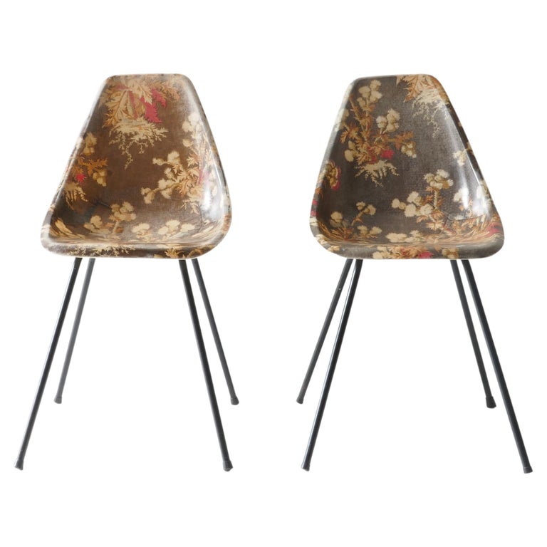 Pair of Fibreglass Side Chairs by Rene Jean Caillette, France 1950s For ...