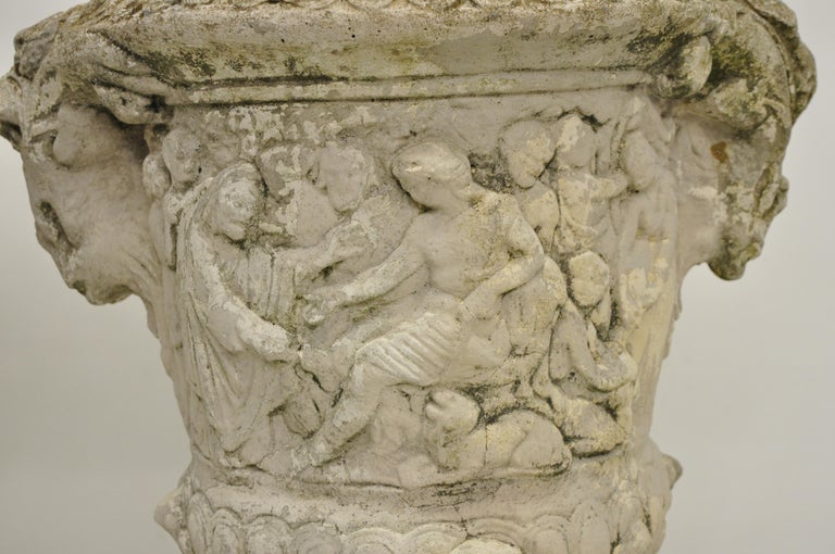 Pair of Figural Concrete Urn Garden Planters Cement Relief Greek ...