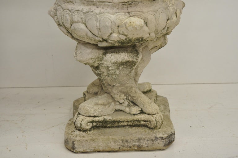 Pair of Figural Concrete Urn Garden Planters Cement Relief Greek ...