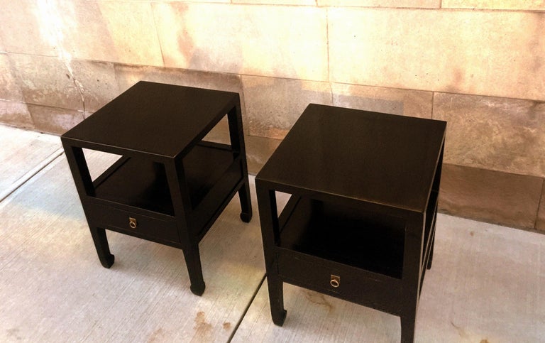 Pair of Fine Black Lacquer End Tables For Sale at 1stDibs