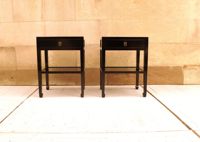 Pair of Fine Black Lacquer End Tables at 1stDibs