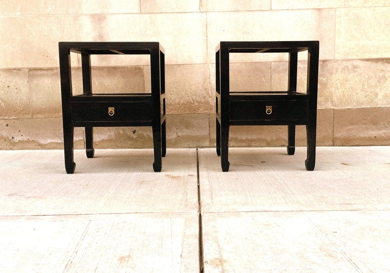 Pair of Fine Black Lacquer End Tables For Sale at 1stDibs