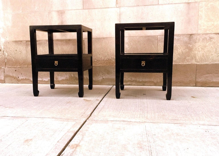 Pair of Fine Black Lacquer End Tables For Sale at 1stDibs