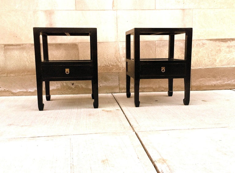 Pair of Fine Black Lacquer End Tables For Sale at 1stDibs