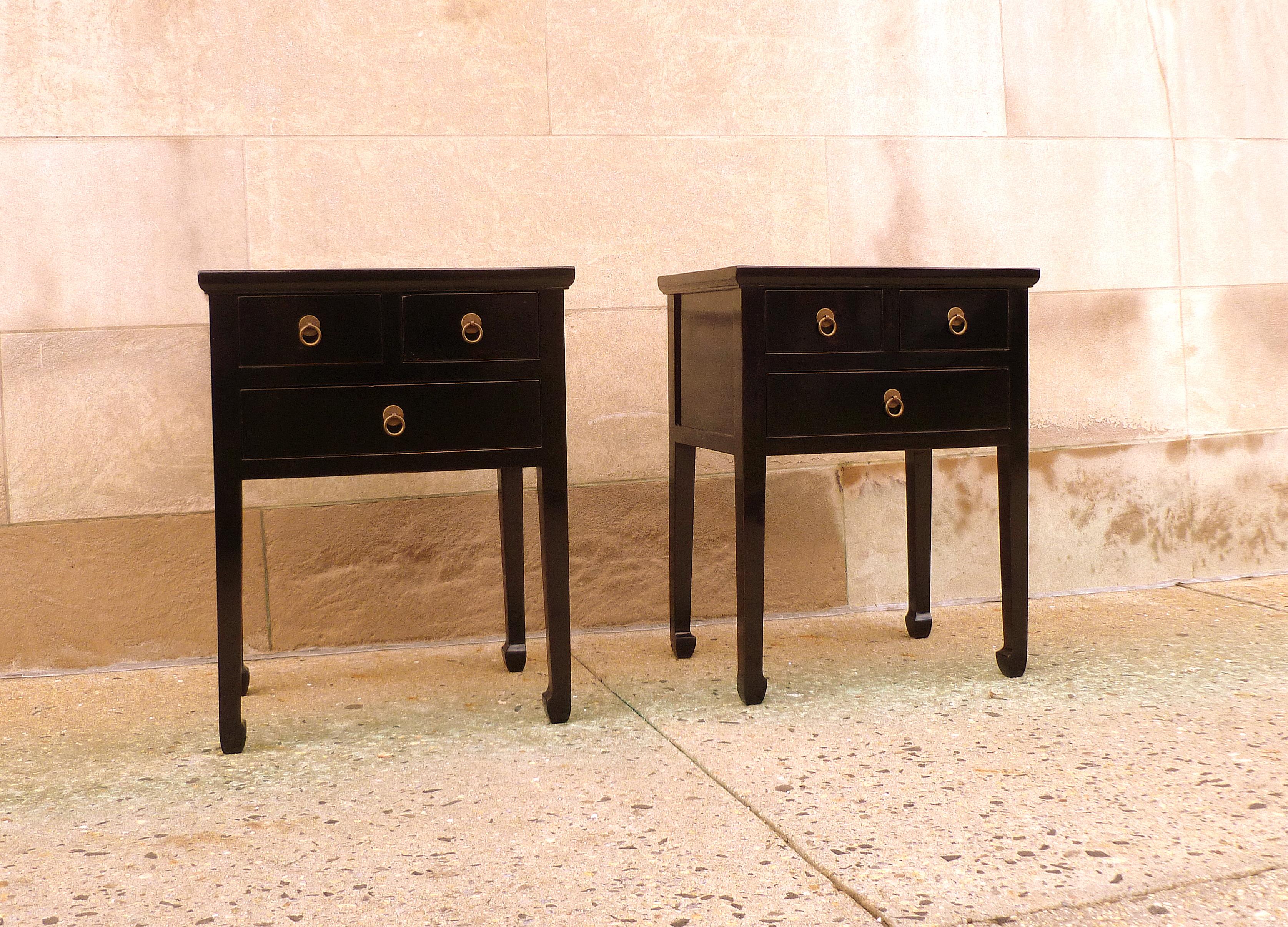 Pair of Fine Black Lacquer End Tables at 1stDibs