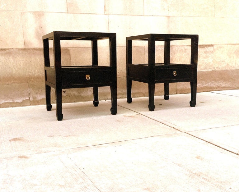Pair of Fine Black Lacquer End Tables For Sale at 1stDibs