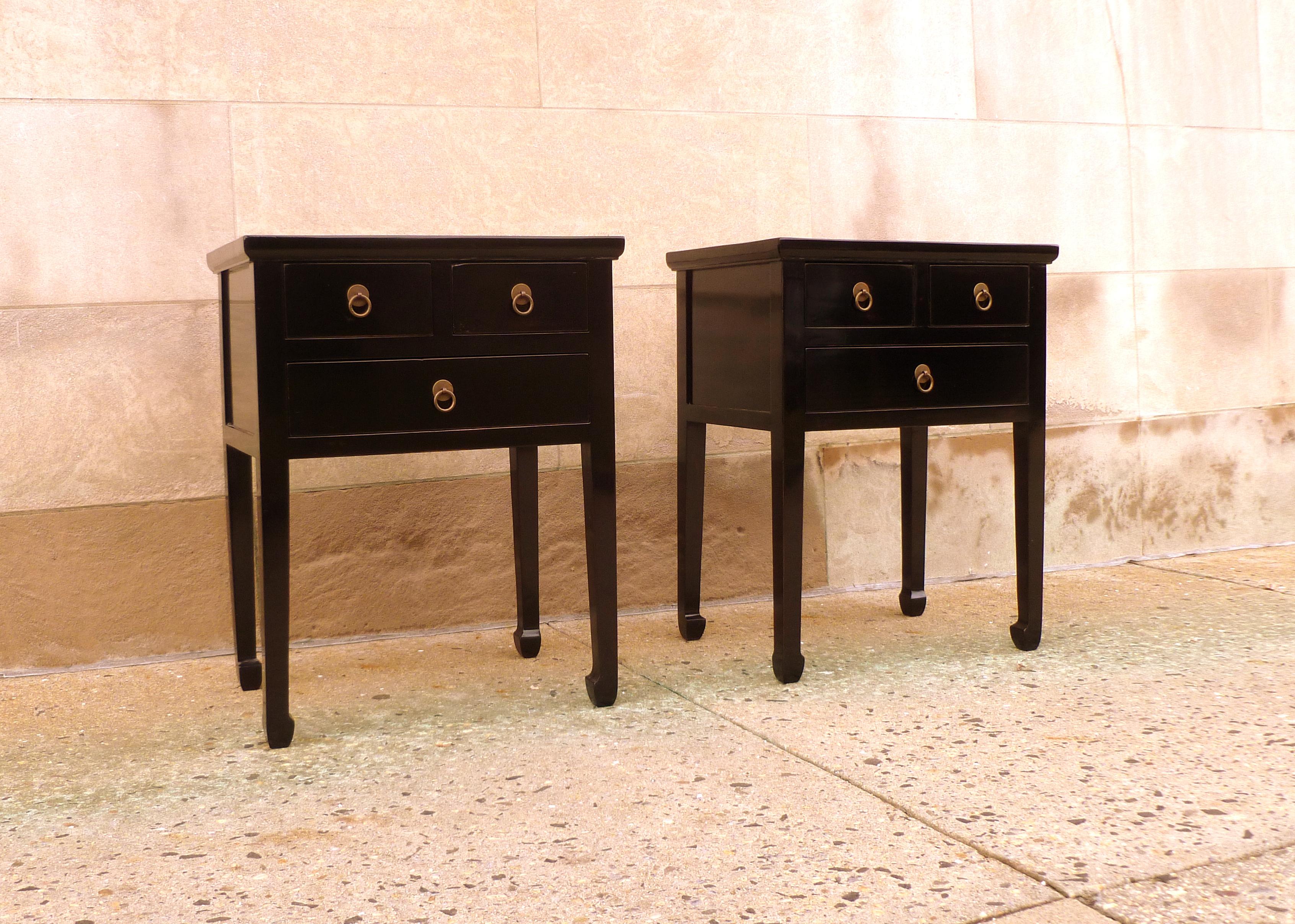 Pair of Fine Black Lacquer End Tables at 1stDibs