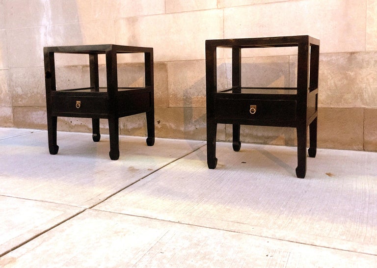 Pair of Fine Black Lacquer End Tables For Sale at 1stDibs