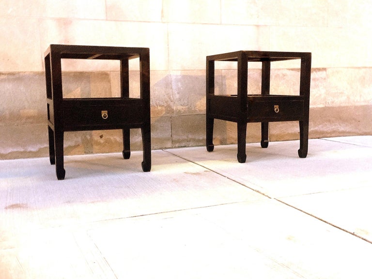 Pair of Fine Black Lacquer End Tables For Sale at 1stDibs
