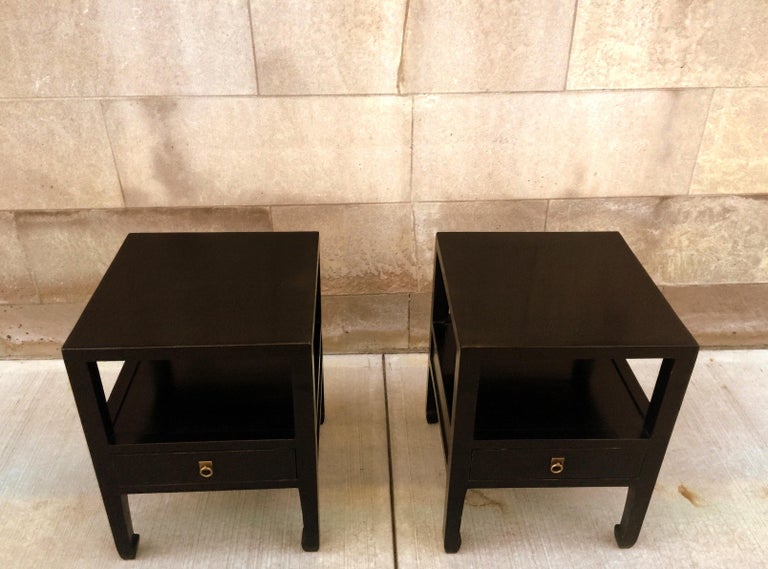 Pair of Fine Black Lacquer End Tables For Sale at 1stDibs