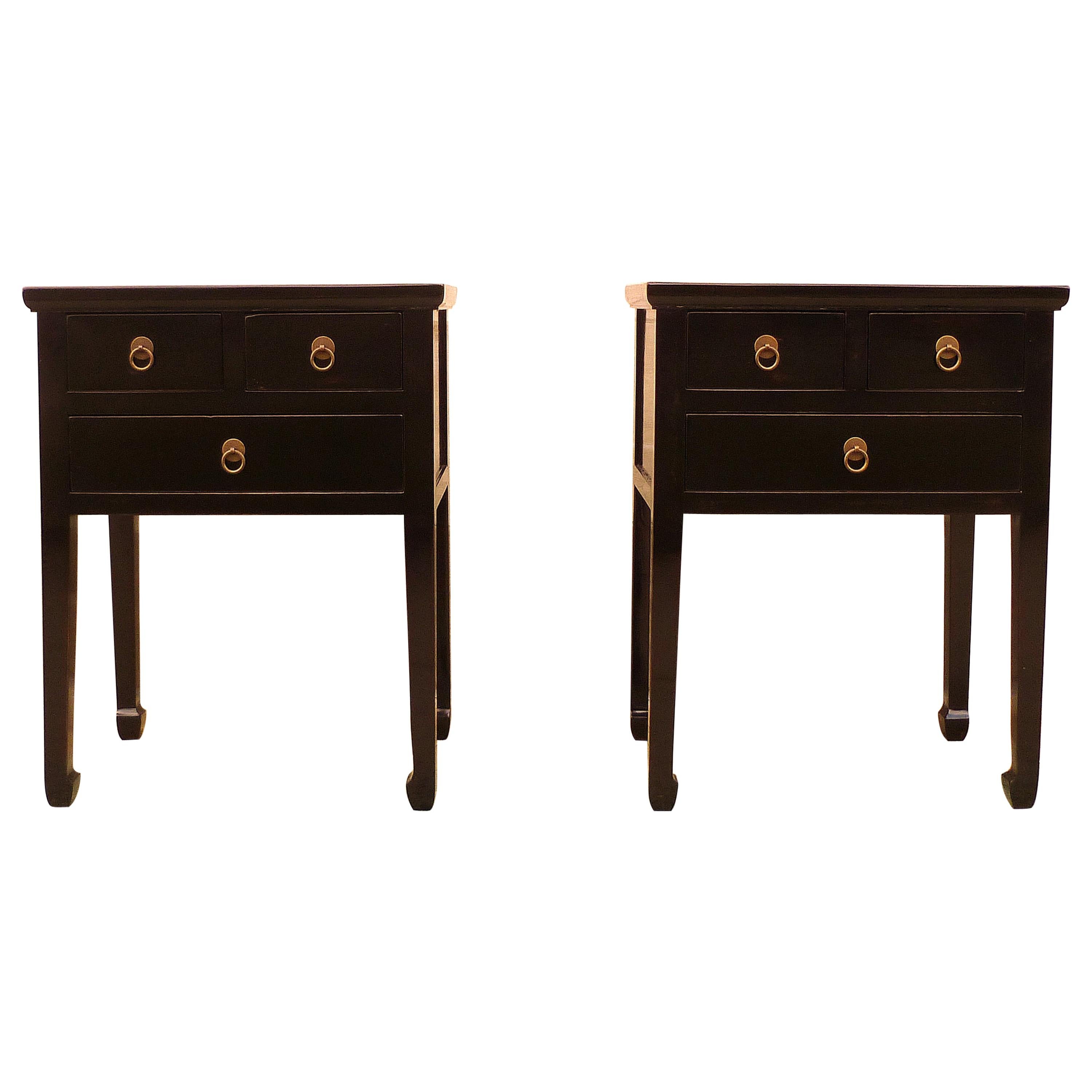 Pair of Fine Black Lacquer End Tables at 1stDibs