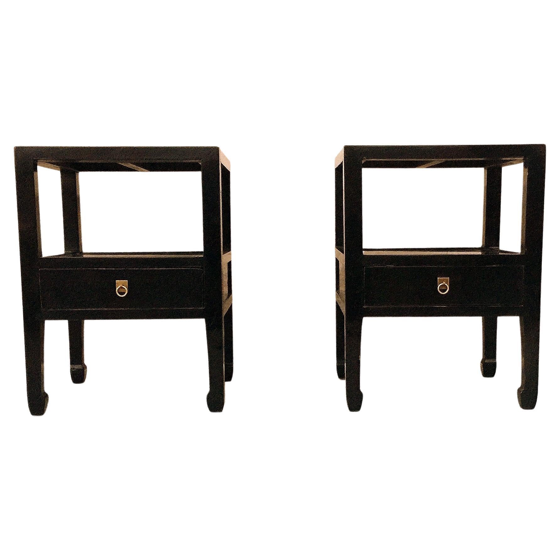 Pair of Fine Black Lacquer End Tables at 1stDibs