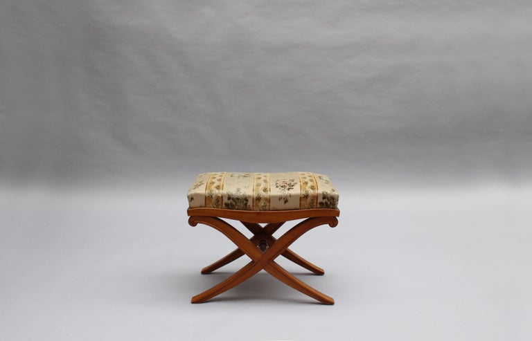 Pair of Fine French Art Deco X-Form Stools For Sale at 1stDibs