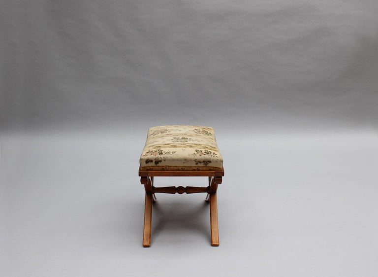 Pair of Fine French Art Deco X-Form Stools For Sale at 1stDibs