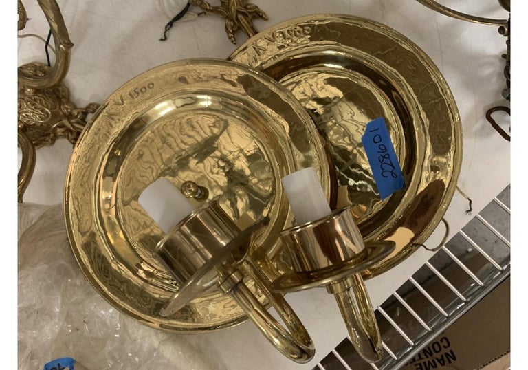 Pair of Fine Quality Brass Plate Wall Sconces For Sale at 1stDibs