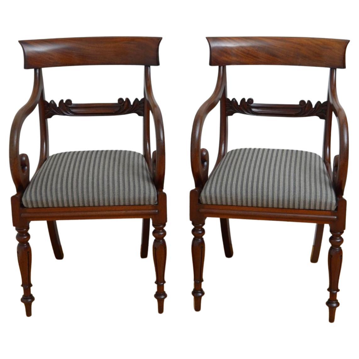 Pair of Fine William IV Carver Chairs in Mahogany For Sale at 1stDibs