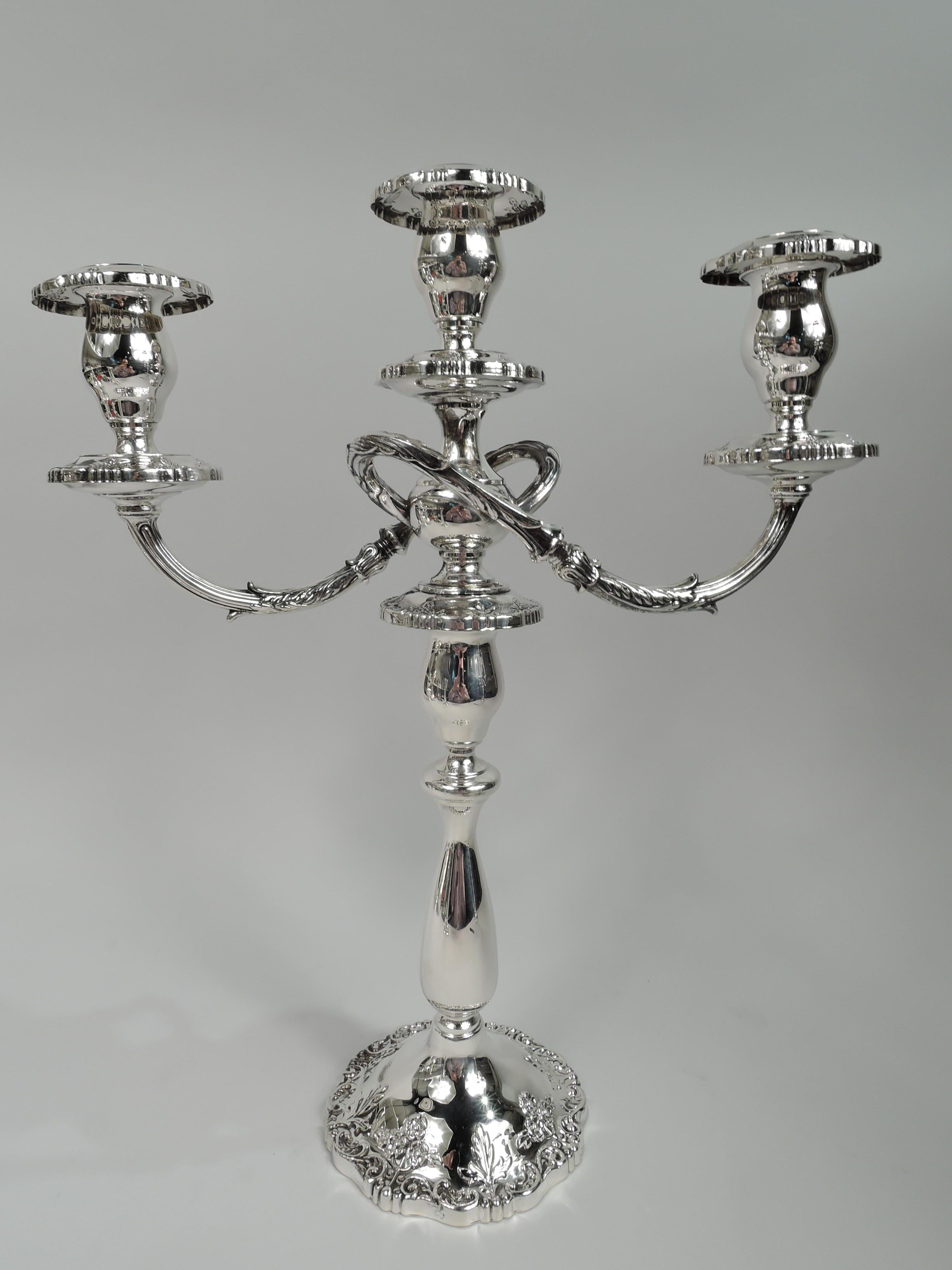 Pair of Fisher English Rose Sterling Silver 3-Light Candelabra For Sale ...