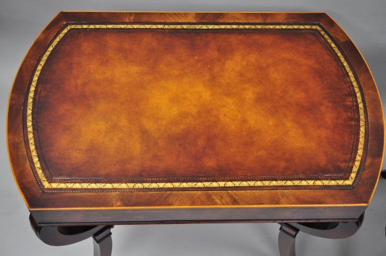 Pair of Flame Mahogany Leather Top English Regency Style Saber Leg End ...