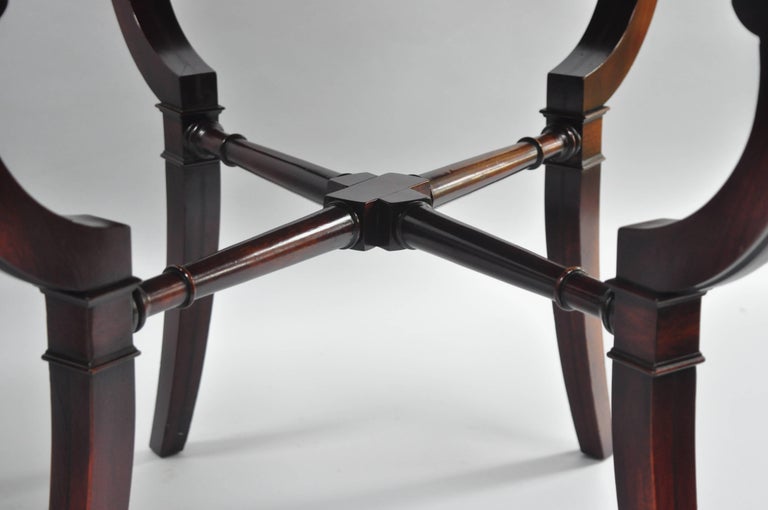 Pair of Flame Mahogany Leather Top English Regency Style Saber Leg End ...