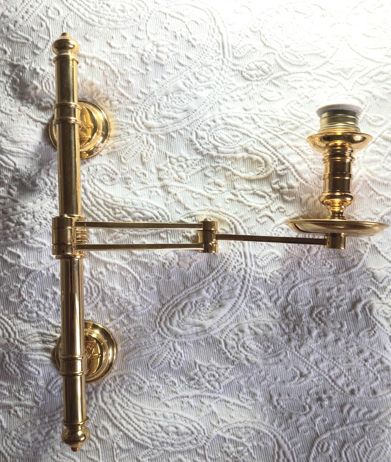 Pair of Library Wall Sconces or Brass Folding Lamps, High quality Spain ...