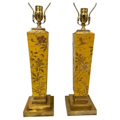 Pair Japanese Asian Bright Yellow Porcelain Table Lamps For Sale at ...