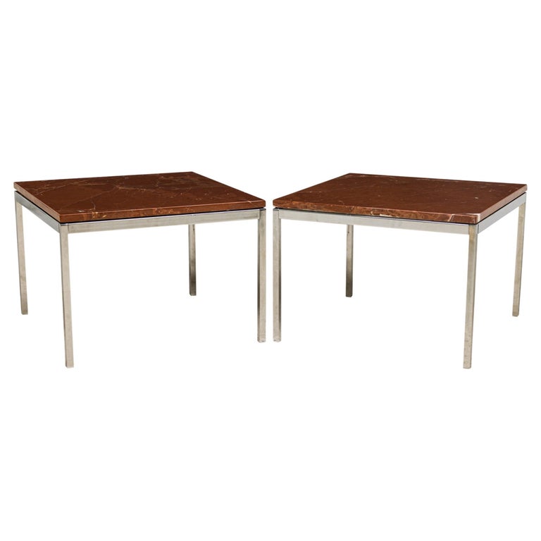 Pair of Florence Knoll for Knoll International Brown Marble End / Side ...