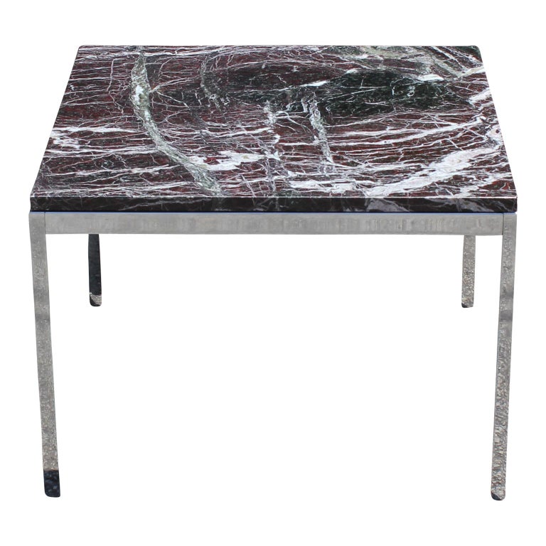 Pair of Florence Knoll Steel and Marble End Tables for Knoll at 1stDibs