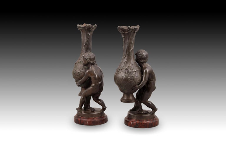 Pair of Flower Vases, Calamine, 19th Century For Sale at 1stDibs