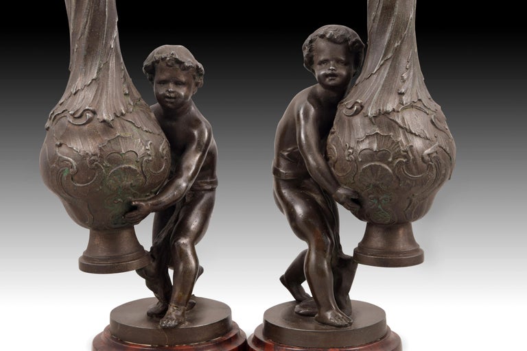 Pair of Flower Vases, Calamine, 19th Century For Sale at 1stDibs