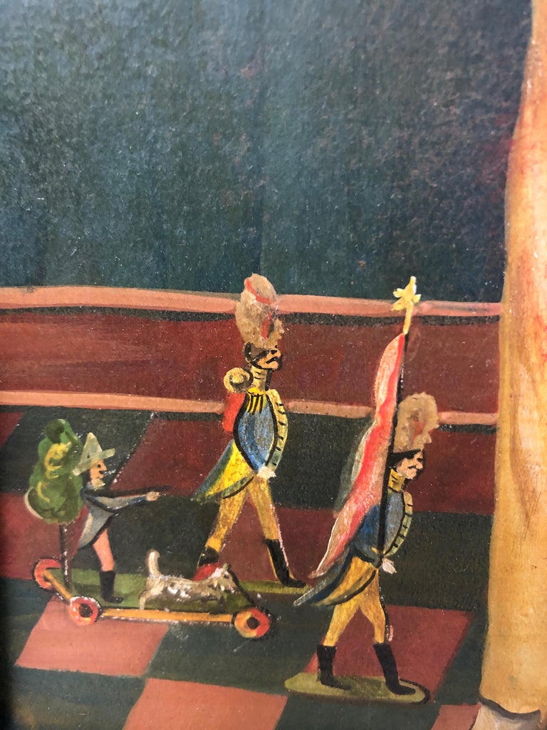 Pair of Folk Art Portraits by Jean Halter in Original Frames at 1stDibs