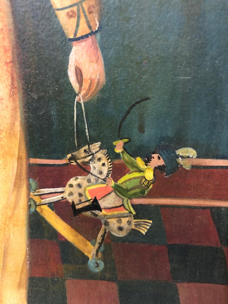 Pair of Folk Art Portraits by Jean Halter in Original Frames at 1stDibs