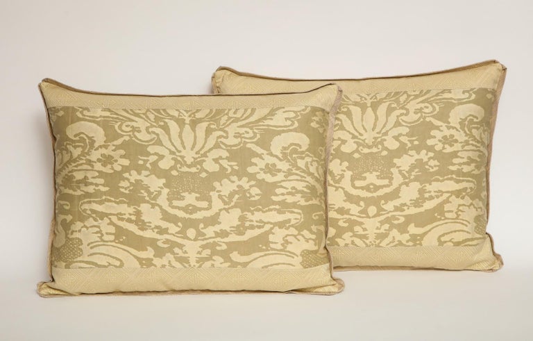 Pair of Fortuny Fabric Lumbar Cushions in the Lucrezia Pattern For Sale ...