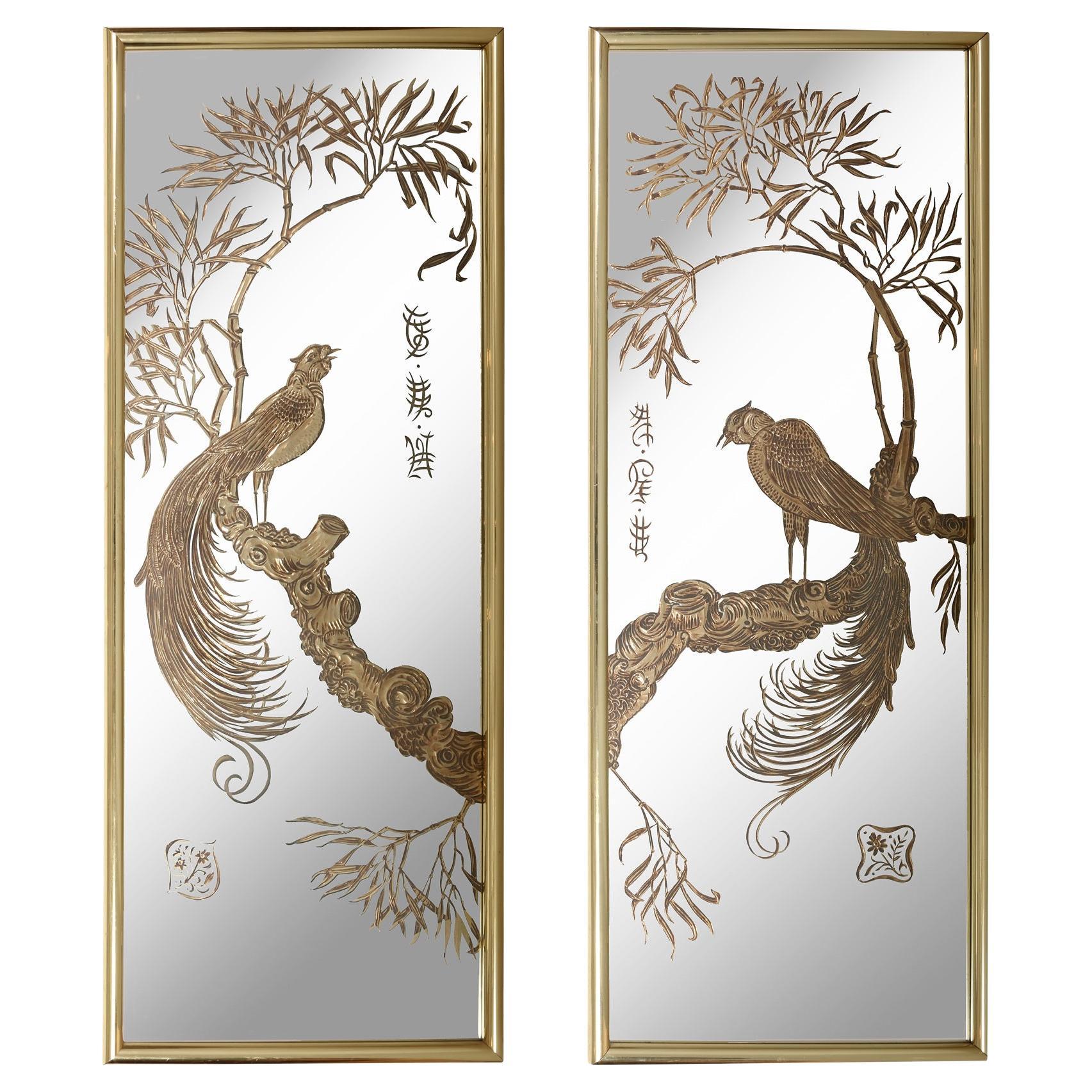 Pair of Chinoiserie Painted Narrow Mirrors For Sale at 1stDibs ...