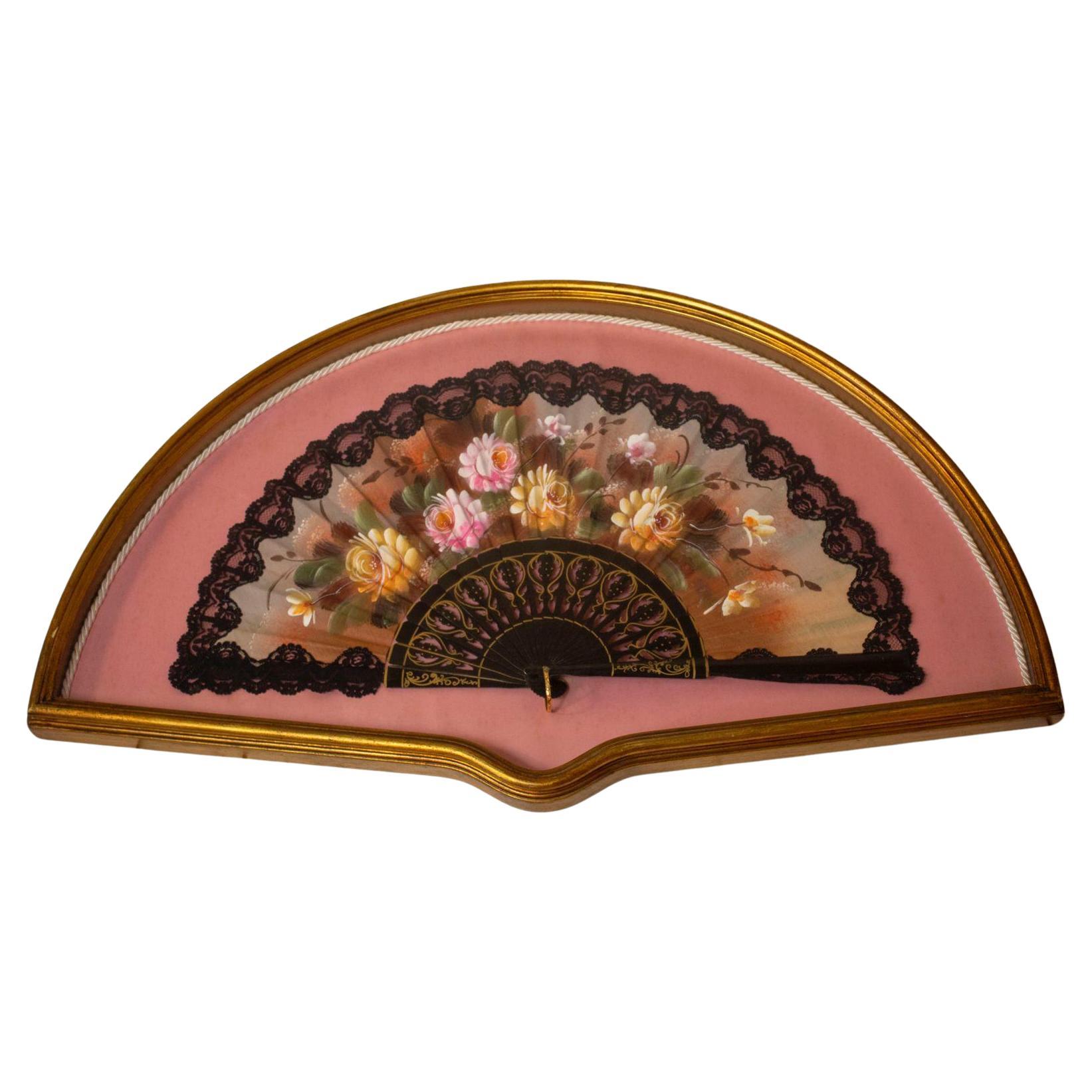 Pair of Framed Baroque Style Fans, Italy 1940s For Sale at 1stDibs