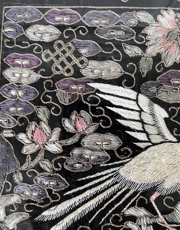 Pair of Framed Chinese Embroidered Ninth Rank Badges Qing Dynasty For ...