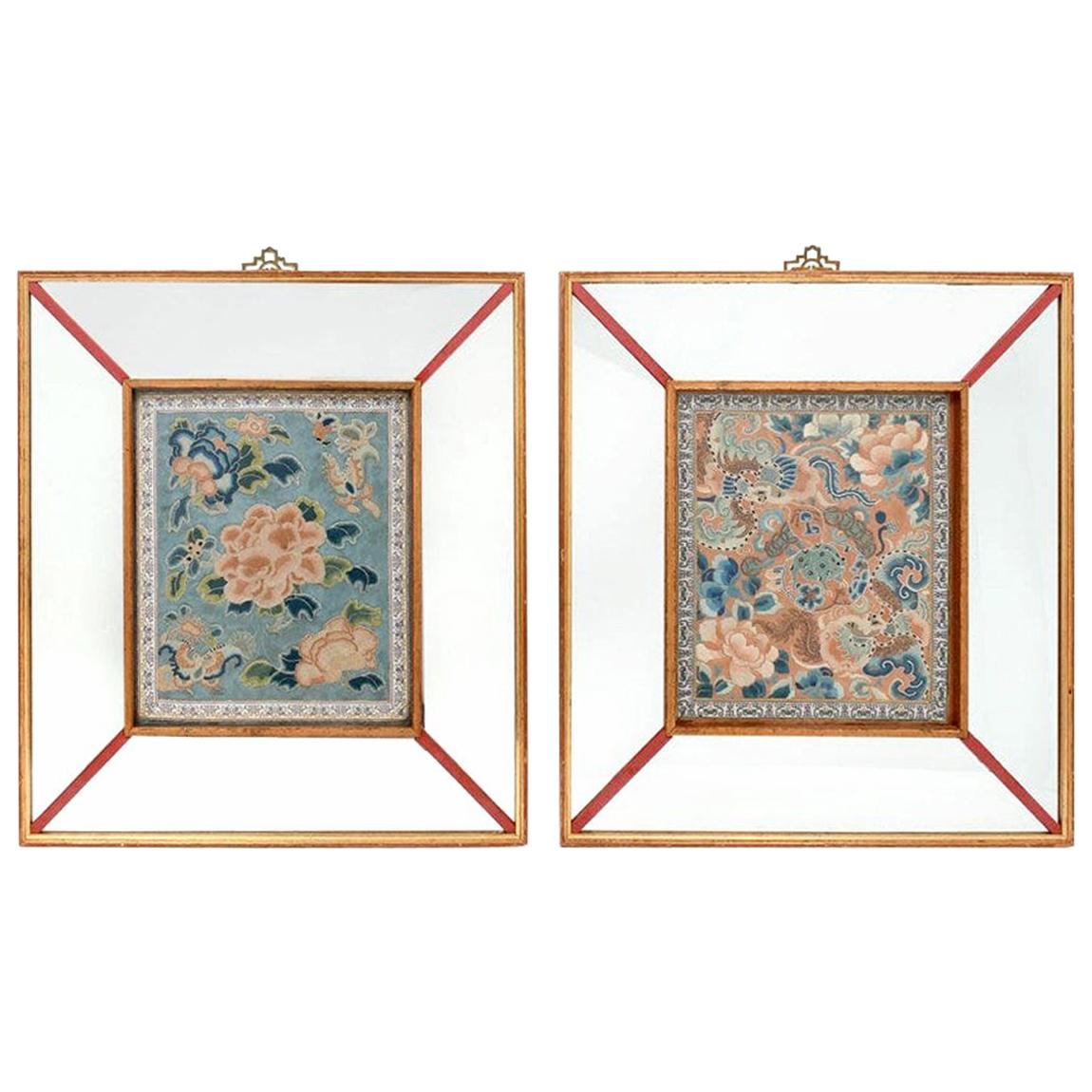 Large Framed Collage of Antique Chinese Fabrics at 1stDibs
