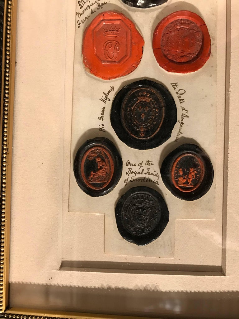 Pair of Framed Red and Black Wax Intaglio Seals at 1stDibs