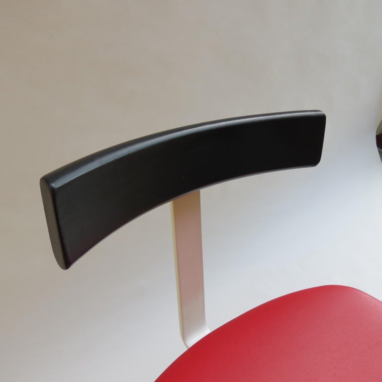 Pair of Frank Guille Kandya Program Stools 1958 in Red and Black at 1stDibs