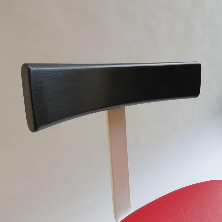 Pair of Frank Guille Kandya Program Stools 1958 in Red and Black at 1stDibs