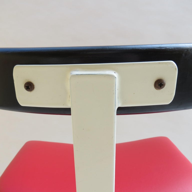 Pair of Frank Guille Kandya Program Stools 1958 in Red and Black at 1stDibs