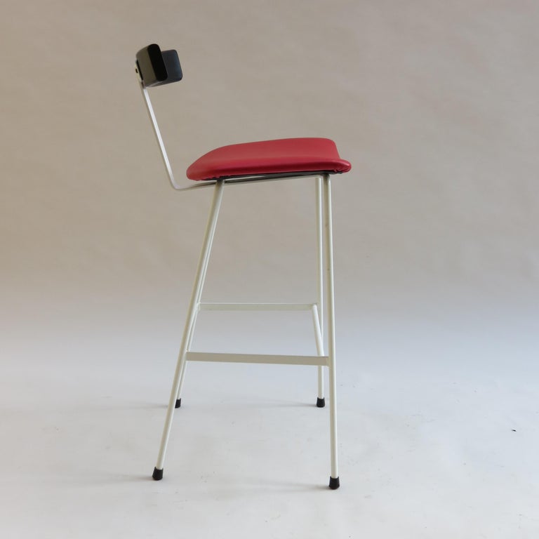 Pair of Frank Guille Kandya Program Stools 1958 in Red and Black at 1stDibs