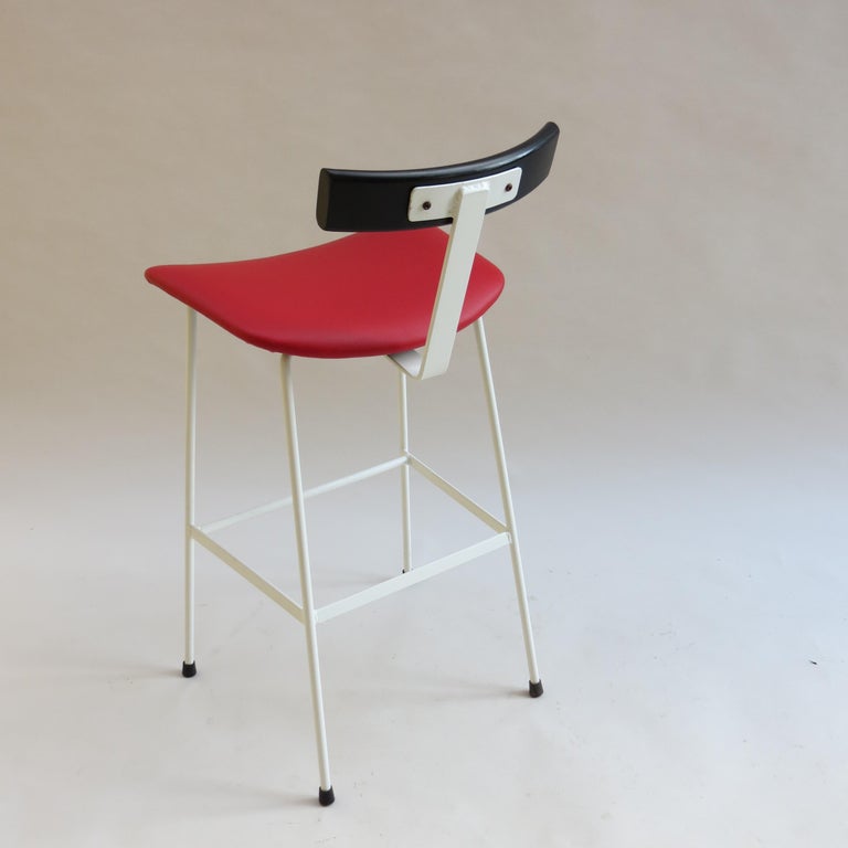 Pair of Frank Guille Kandya Program Stools 1958 in Red and Black at 1stDibs