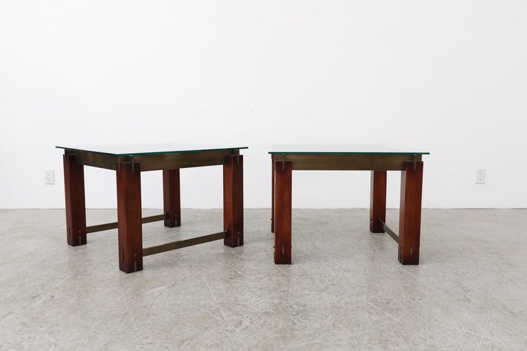 Pair of Frank Lloyd Wright Style Side Tables For Sale at 1stDibs