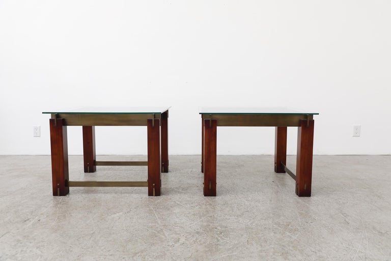 Pair of Frank Lloyd Wright Style Side Tables For Sale at 1stDibs