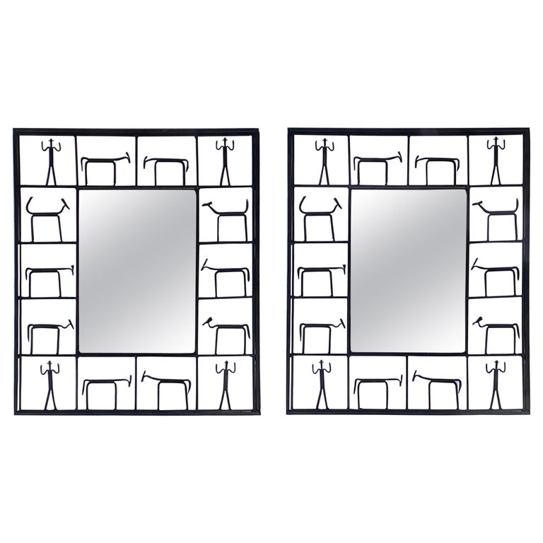 Pair of Frederick Weinberg Animal and Human Stick Figure Iron Framed ...