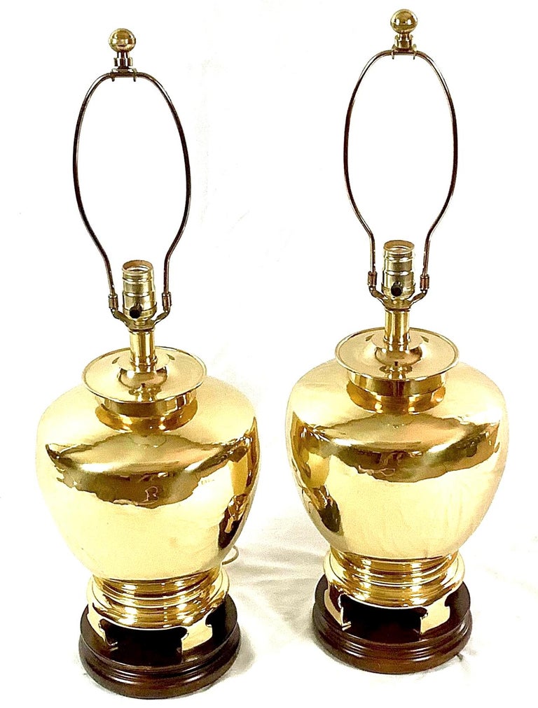 Pair of Fredrick Cooper Hollywood Regency Brass Lamps For Sale at 1stDibs