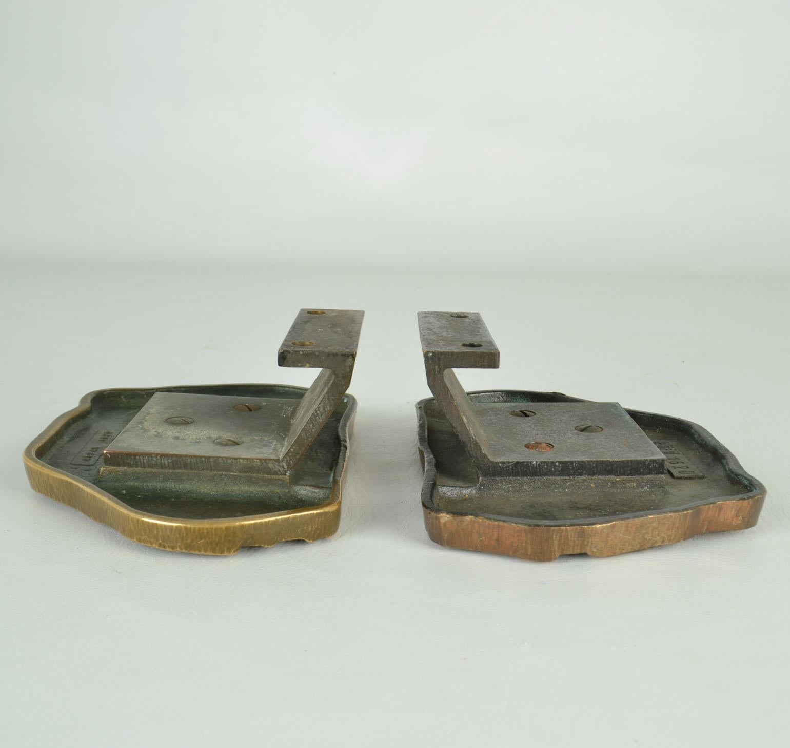 Large Architectural Pair of Bronze Push Pull Door Handles with Abstract ...